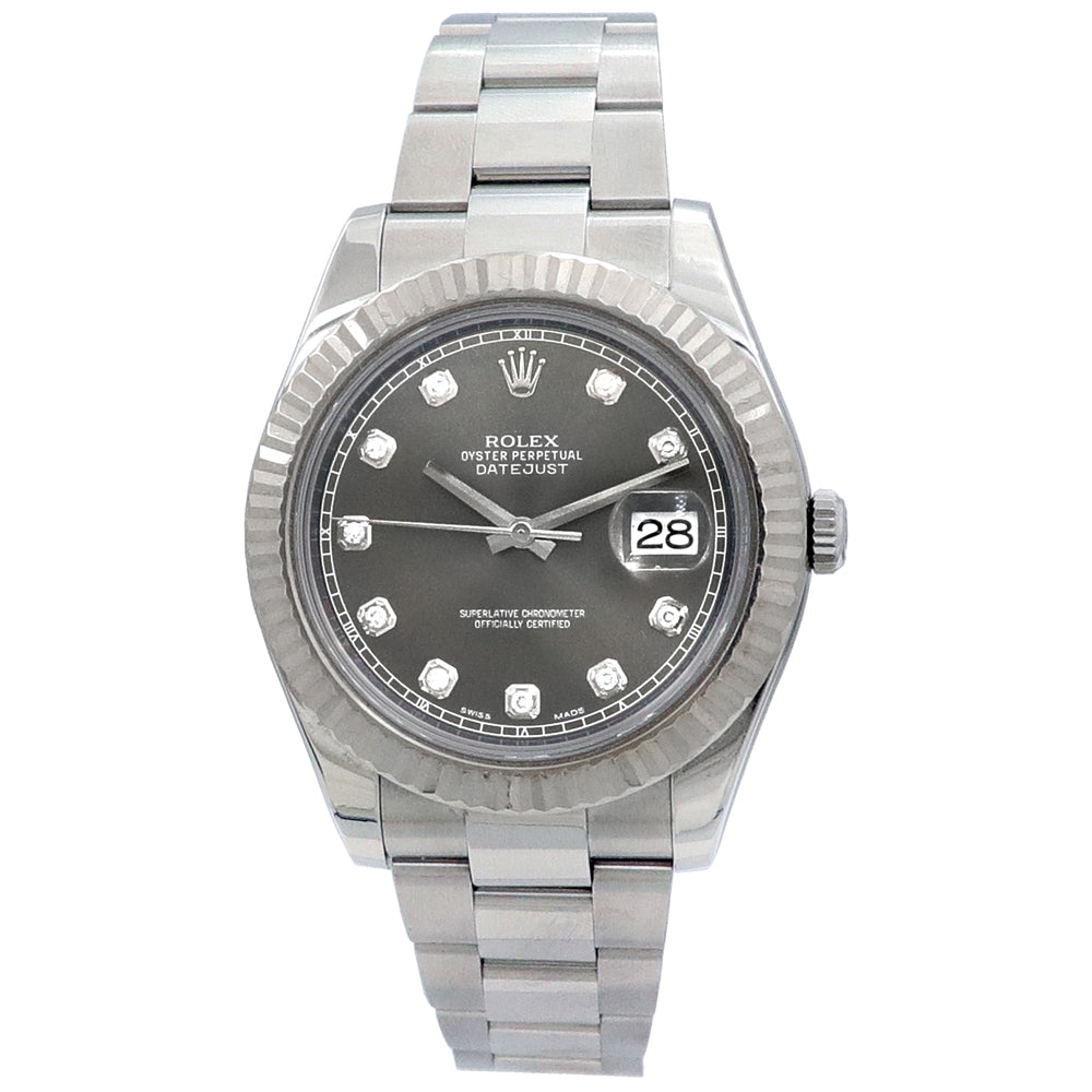 41mm Rolex Datejust II Steel Rhodium Diamond Dial – Watches and Watches